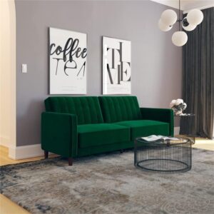 DHP Ivana Tufted Futon, Green Velvet