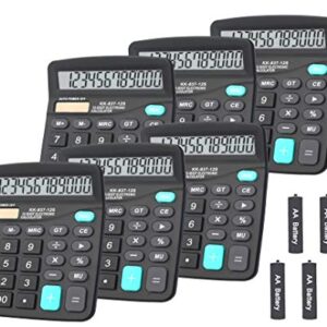 Calculators, BESTWYA 12-Digit Dual Power Handheld Desktop Calculator with Large LCD Display Big Sensitive Button (Black, Pack of 6)