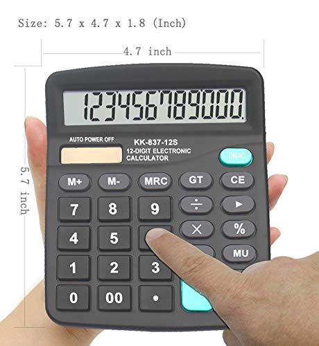 Calculators, BESTWYA 12-Digit Dual Power Handheld Desktop Calculator with Large LCD Display Big Sensitive Button (Black, Pack of 6)