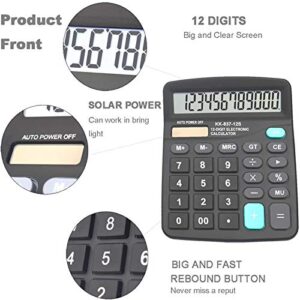 Calculators, BESTWYA 12-Digit Dual Power Handheld Desktop Calculator with Large LCD Display Big Sensitive Button (Black, Pack of 6)