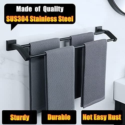 Alise Bath Double Towel Bars,Towel Hanger Towel Racks for Bathroom Lavatory,SUS304 Stainless Steel Towel Holder Towel Rail Wall Mount,GK9009-B Matte Black,25 Inch