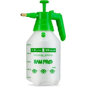 garden sprayer, ⅜ gallon pump sprayer, 1.5l weed sprayer, 55 oz water sprayer| pump spray bottle for lawn sprayer, plant mister, safety valve & adjustable brass nozzle, pressure hand sprayer by rampro