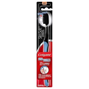 Colgate Slimsoft Floss-Tip Charcoal Toothbrush, Soft (4 Count)