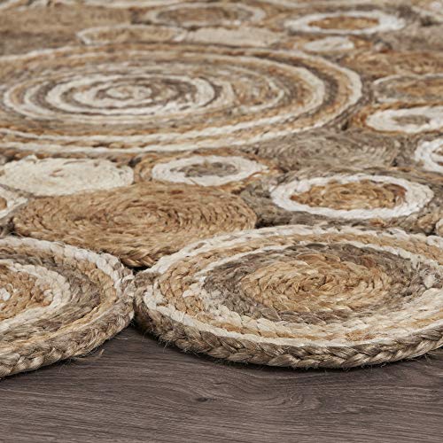 LR Home Natural Jute Area Rug, 4' Round, Bleach Gray