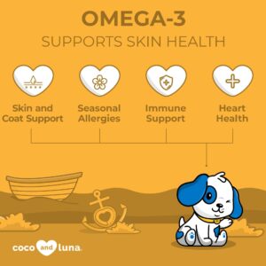 Omega 3 for Dogs - Fish Oil for Dogs Skin and Coat - 120 Chewable Tablets - Omega 3 6 9, EPA & DHA Fatty Acids for Dog Shedding, Dry Skin & Heart Support