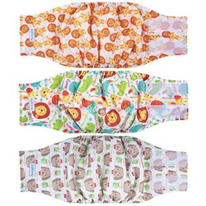 paw legend washable dog belly band wrap diapers for male dog | high absorbing puppy & doggy diapers male (3 pack,multi-colored,small)