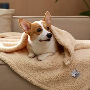 1 Pack 3 Calming Blankets Fluffy Premium Fleece Pet Blanket Soft Sherpa Throw for Dog Puppy Cat Beige Small (23x16'')