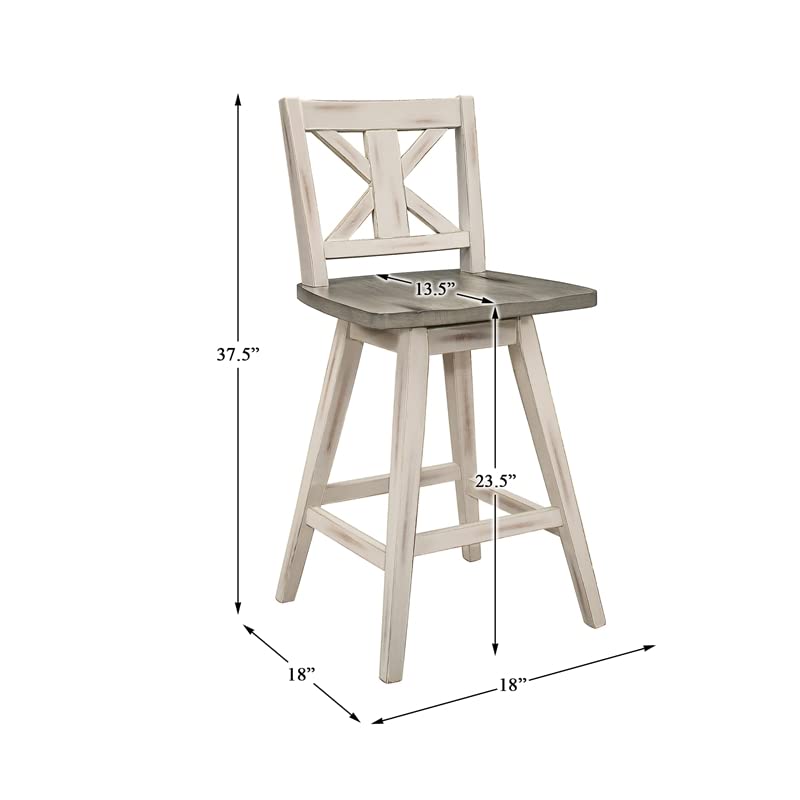 Homelegance Amsonia Counter Height Swivel Barstool (Set of 2), White