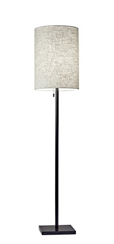 Adesso 1547-26 Liam Floor Lamp, 60.5 in., 100 W Incandescent/20 W CFL, Dark Bronze/Natural, 1 Bronze Lamp