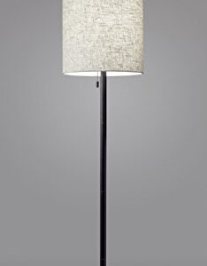 Adesso 1547-26 Liam Floor Lamp, 60.5 in., 100 W Incandescent/20 W CFL, Dark Bronze/Natural, 1 Bronze Lamp