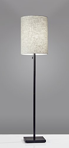 Adesso 1547-26 Liam Floor Lamp, 60.5 in., 100 W Incandescent/20 W CFL, Dark Bronze/Natural, 1 Bronze Lamp