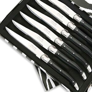 set of 6 laguiole steak knives abs black - direct from france