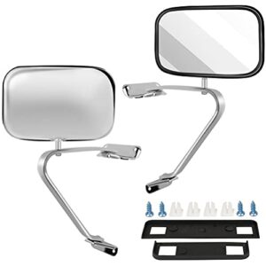 scitoo towing mirrors pair chrome side view mirror by replacement mirror fit 80-96 for ford f150 f250 f350 f450 ranger bronco explorer truck pickup plastic