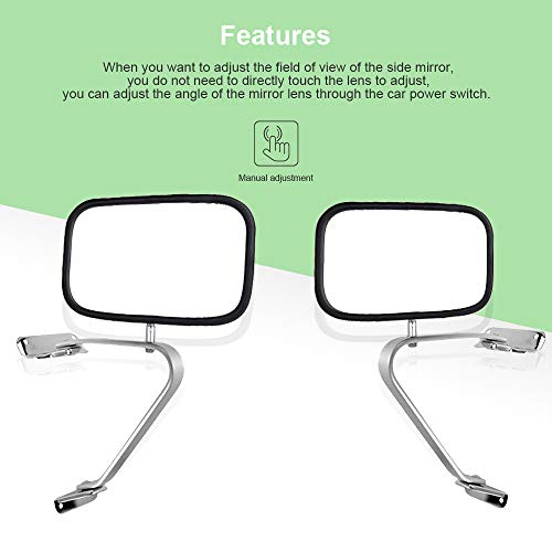 SCITOO Towing Mirrors Pair Chrome Side View Mirror by Replacement Mirror fit 80-96 for Ford F150 F250 F350 F450 Ranger Bronco Explorer Truck Pickup Plastic