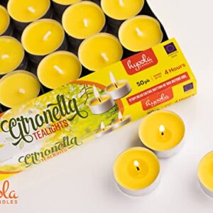 Tealight Citronella Candles - Anti Mosquito Candle - 4 Hour Burn - 50 Pack - DEET Free