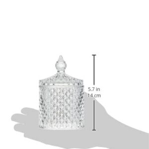 RockTrend Home Decorative Butterfly Candy Jar Candy Dish Candy Buffet Storage Container Clear Crystal Diamond Faceted Jar with Crystal Lid-Large-16 OZ (Round, 16 OZ)