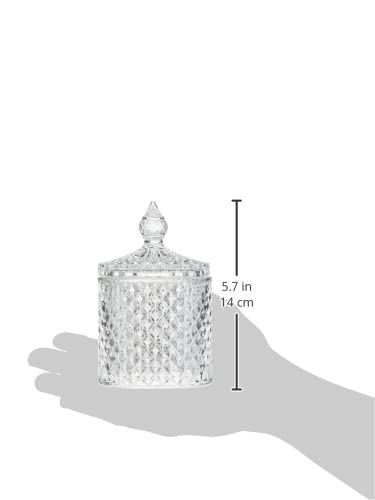 RockTrend Home Decorative Butterfly Candy Jar Candy Dish Candy Buffet Storage Container Clear Crystal Diamond Faceted Jar with Crystal Lid-Large-16 OZ (Round, 16 OZ)