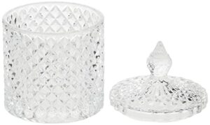 RockTrend Home Decorative Butterfly Candy Jar Candy Dish Candy Buffet Storage Container Clear Crystal Diamond Faceted Jar with Crystal Lid-Large-16 OZ (Round, 16 OZ)