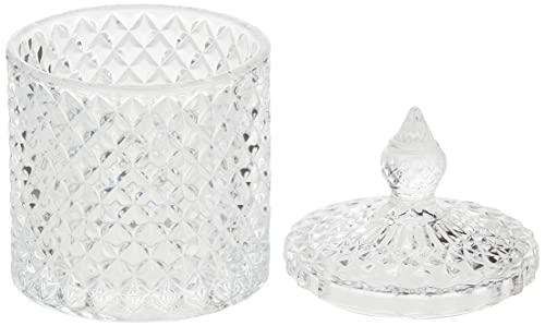 RockTrend Home Decorative Butterfly Candy Jar Candy Dish Candy Buffet Storage Container Clear Crystal Diamond Faceted Jar with Crystal Lid-Large-16 OZ (Round, 16 OZ)