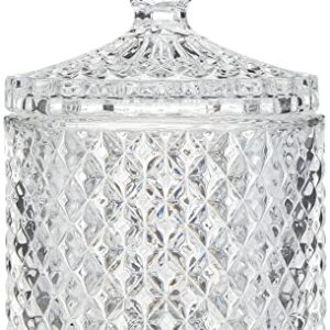 RockTrend Home Decorative Butterfly Candy Jar Candy Dish Candy Buffet Storage Container Clear Crystal Diamond Faceted Jar with Crystal Lid-Large-16 OZ (Round, 16 OZ)