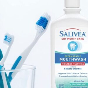 SALIVEA Dry Mouth Mouthwash - Soothing Mint Mouthwash with Natural Salivary Enzymes - Gentle Mouthwash to Aid Dry Mouth Care - Breath Freshener & Dry Mouth Treatment - Mint Flavor (2 Pack)