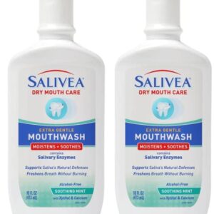 SALIVEA Dry Mouth Mouthwash - Soothing Mint Mouthwash with Natural Salivary Enzymes - Gentle Mouthwash to Aid Dry Mouth Care - Breath Freshener & Dry Mouth Treatment - Mint Flavor (2 Pack)