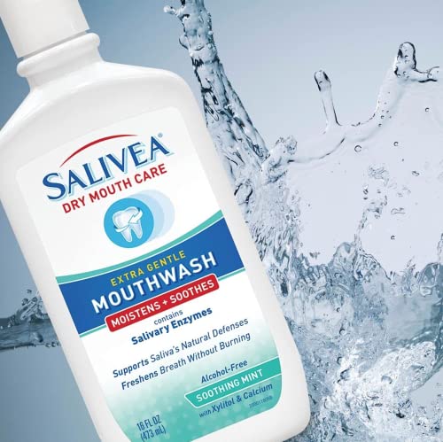 SALIVEA Dry Mouth Mouthwash - Soothing Mint Mouthwash with Natural Salivary Enzymes - Gentle Mouthwash to Aid Dry Mouth Care - Breath Freshener & Dry Mouth Treatment - Mint Flavor (2 Pack)