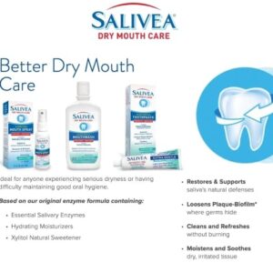 SALIVEA Dry Mouth Mouthwash - Soothing Mint Mouthwash with Natural Salivary Enzymes - Gentle Mouthwash to Aid Dry Mouth Care - Breath Freshener & Dry Mouth Treatment - Mint Flavor (2 Pack)