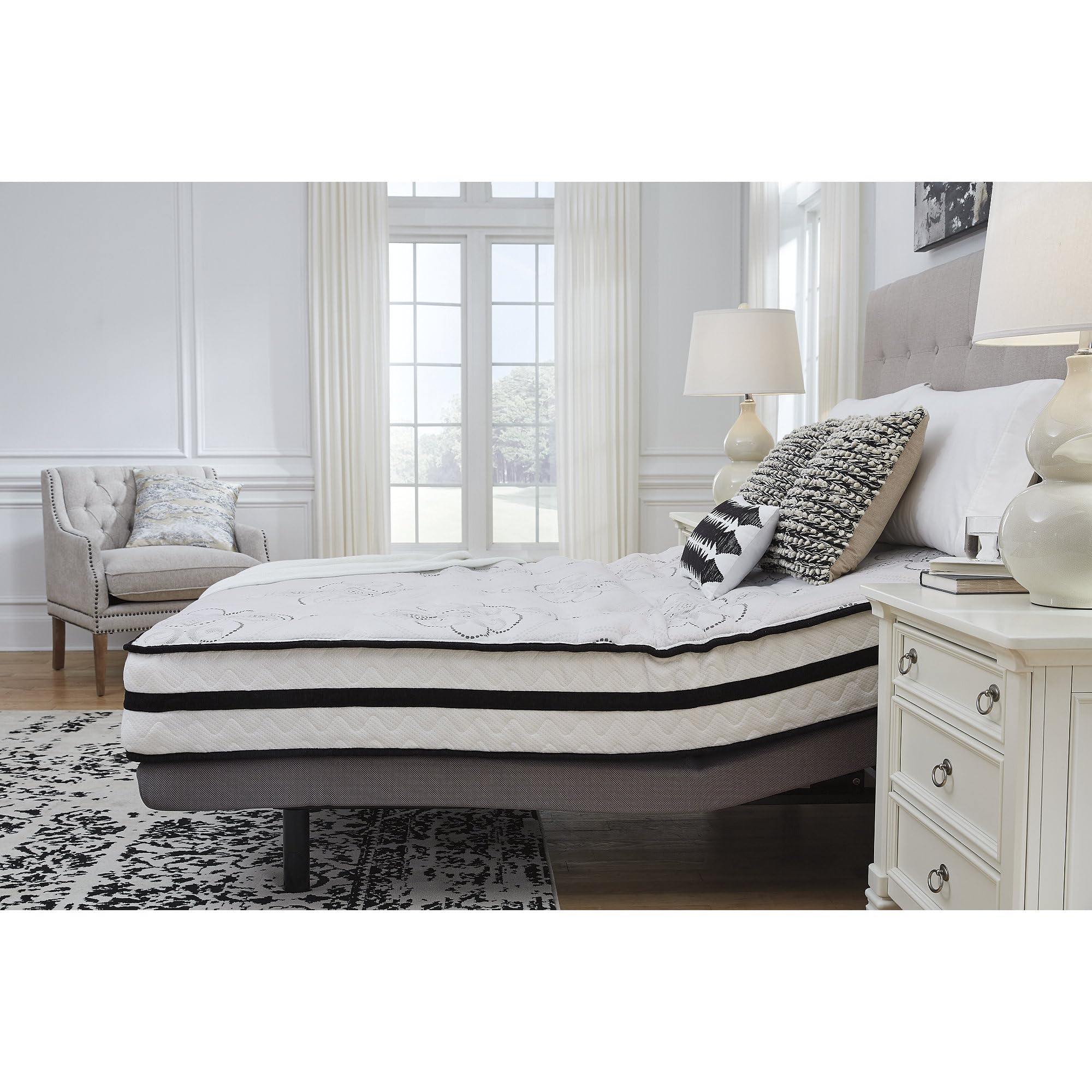 Signature DESIGN BY ASHLEY Chime 10 Inch Medium Firm Hybrid Matress - CertiPUR-US Certified Foam, Queen.