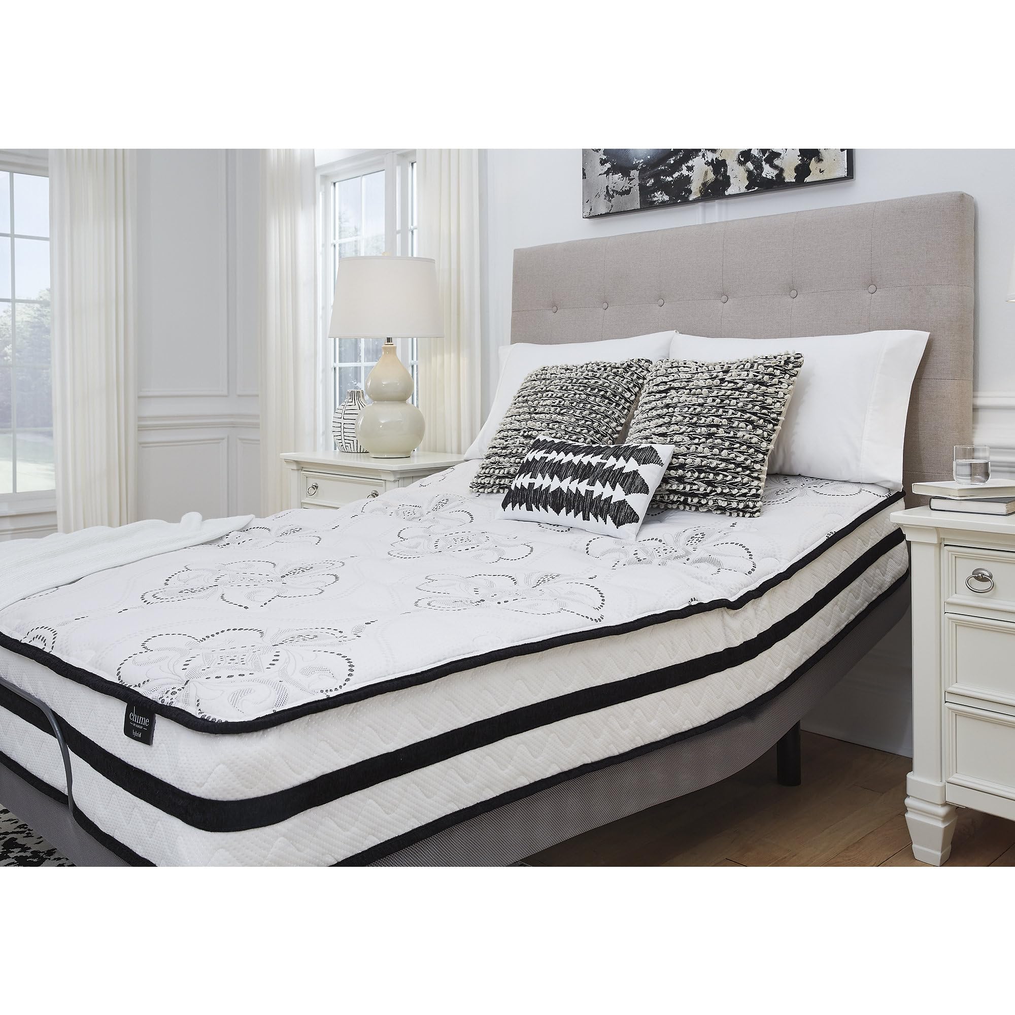 Signature DESIGN BY ASHLEY Chime 10 Inch Medium Firm Hybrid Matress - CertiPUR-US Certified Foam, Queen.