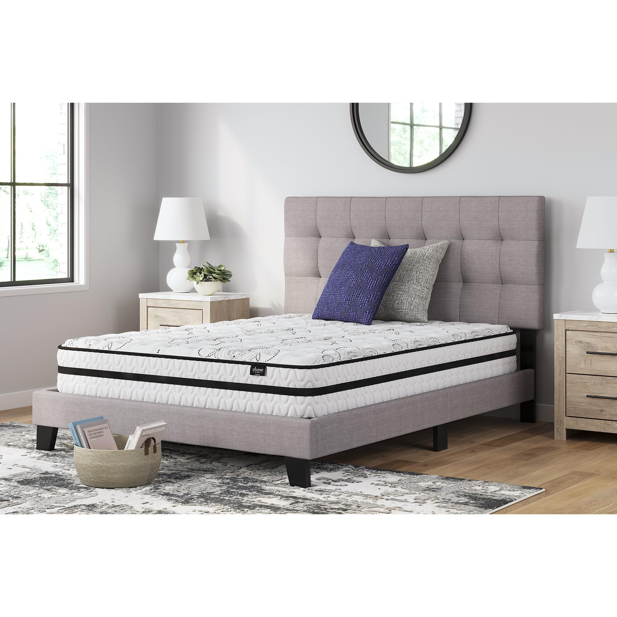 Signature DESIGN BY ASHLEY Chime 10 Inch Medium Firm Hybrid Matress - CertiPUR-US Certified Foam, Queen.