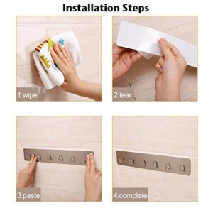 Royal Brands 6 Hook Self Adhesive Wall Mounted Rack - Waterproof Sturdy Backing - Place Anywhere in Your Home Or Garage