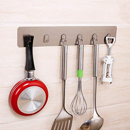 Royal Brands 6 Hook Self Adhesive Wall Mounted Rack - Waterproof Sturdy Backing - Place Anywhere in Your Home Or Garage