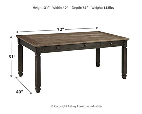 Signature Design by Ashley Tyler Creek Farmhouse Dining Table with Drawers, Seats up to 6, Almost Black