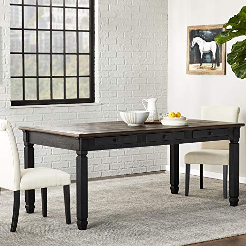 Signature Design by Ashley Tyler Creek Farmhouse Dining Table with Drawers, Seats up to 6, Almost Black