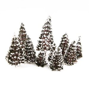 yetaha 16pcs mixed scale model cedar trees snow diorama train railway winter scenery, height 6/8/10/12cm each 4pcs