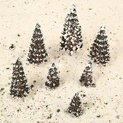 Yetaha 16PCS Mixed Scale Model Cedar Trees Snow Diorama Train Railway Winter Scenery, Height 6/8/10/12cm Each 4PCS