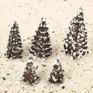 Yetaha 16PCS Mixed Scale Model Cedar Trees Snow Diorama Train Railway Winter Scenery, Height 6/8/10/12cm Each 4PCS