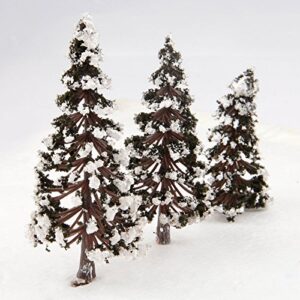 Yetaha 16PCS Mixed Scale Model Cedar Trees Snow Diorama Train Railway Winter Scenery, Height 6/8/10/12cm Each 4PCS