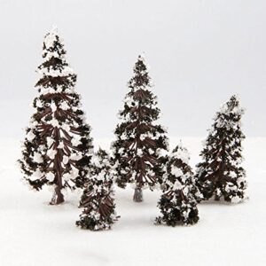 Yetaha 16PCS Mixed Scale Model Cedar Trees Snow Diorama Train Railway Winter Scenery, Height 6/8/10/12cm Each 4PCS