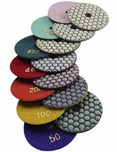 konfor diamond dry/wet 3" polishing pads for stone polisher, 7-step abrasive buffing set