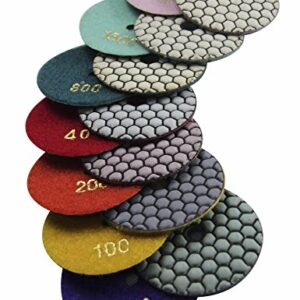 Konfor Diamond Dry/Wet 3" Polishing Pads for Stone Polisher, 7-Step Abrasive Buffing Set