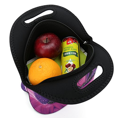 Neoprene Lunch Bag,Thick insulated Lunch Box Bag For Women,Men & Kids Includes Water Bottle Carrier For Snacks & Lunch- Lightweight|Rugged Lunchbox |For Travel,Picnic,School,Office (Purple Butterfly)