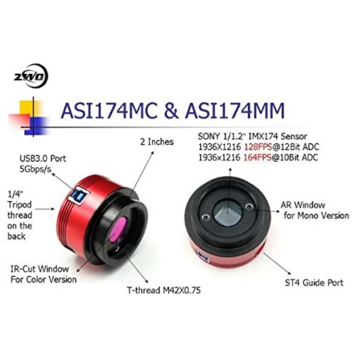 ZWO ASI174MM 2.3 MP CMOS Monochrome Astronomy Camera with USB 3.0# ASI174MM