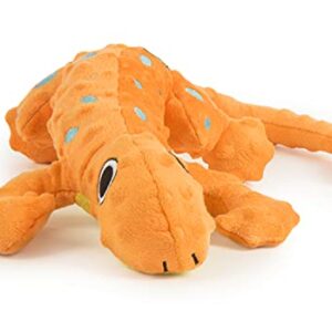 goDog Amphibianz Gecko Squeaky Plush Dog Toy, Chew Guard Technology - Orange, Large