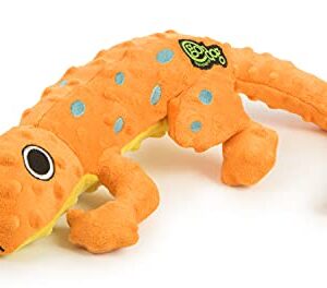 goDog Amphibianz Gecko Squeaky Plush Dog Toy, Chew Guard Technology - Orange, Large