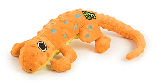 goDog Amphibianz Gecko Squeaky Plush Dog Toy, Chew Guard Technology - Orange, Large