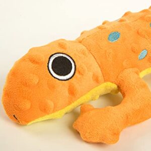 goDog Amphibianz Gecko Squeaky Plush Dog Toy, Chew Guard Technology - Orange, Large