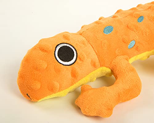 goDog Amphibianz Gecko Squeaky Plush Dog Toy, Chew Guard Technology - Orange, Large