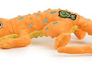 goDog Amphibianz Gecko Squeaky Plush Dog Toy, Chew Guard Technology - Orange, Large